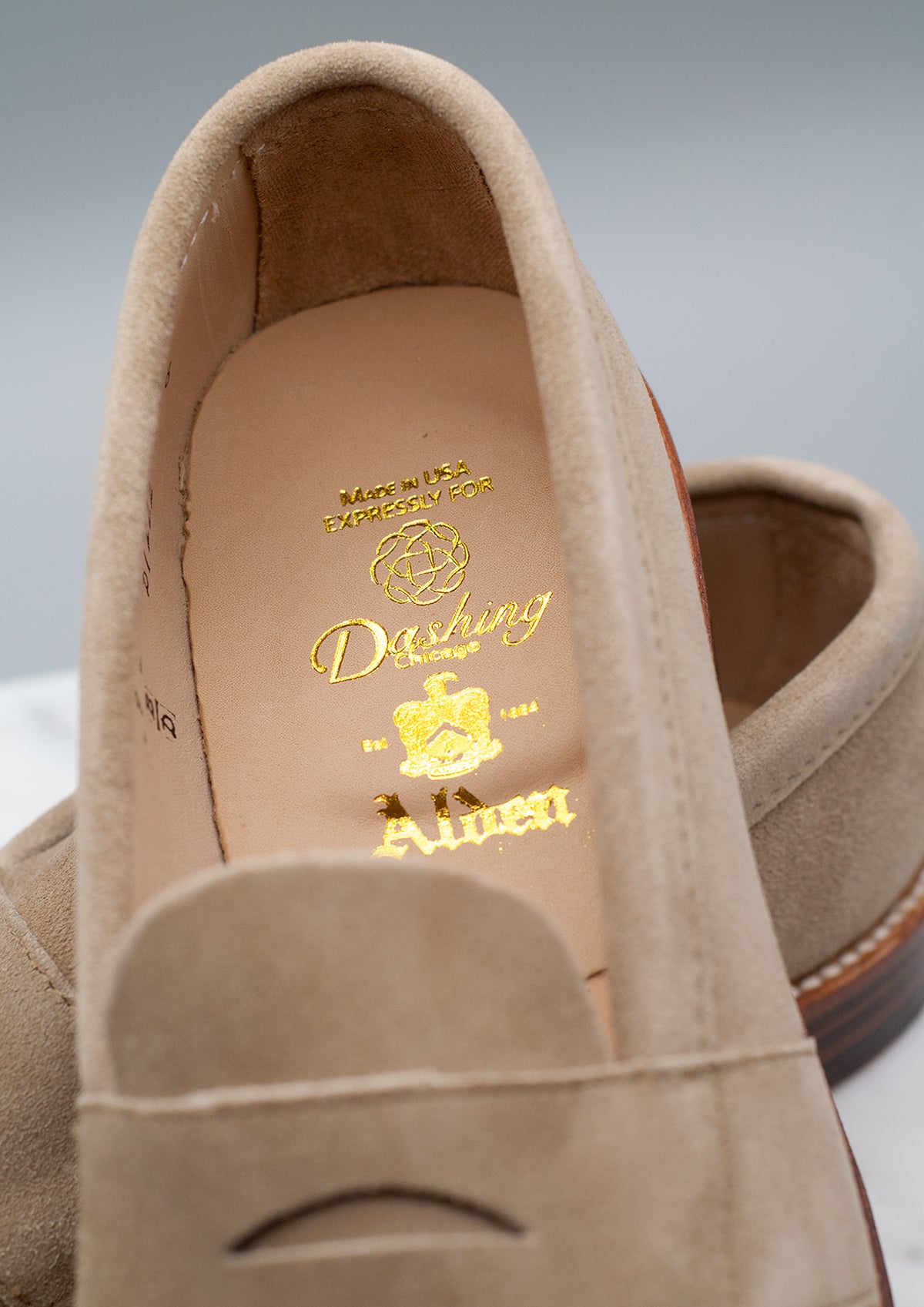The Lincoln - D1222 Milkshake Suede Full-Strap Unlined Handsewn Penny ...