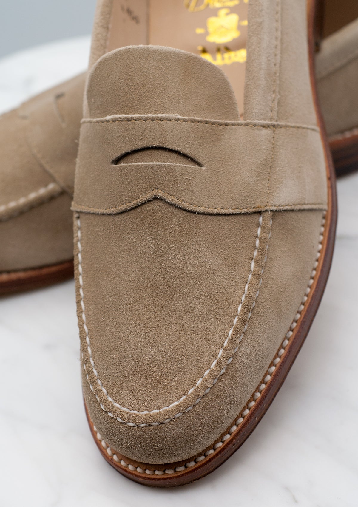 The Lincoln - D1222 Milkshake Suede Full-Strap Unlined Handsewn Penny ...